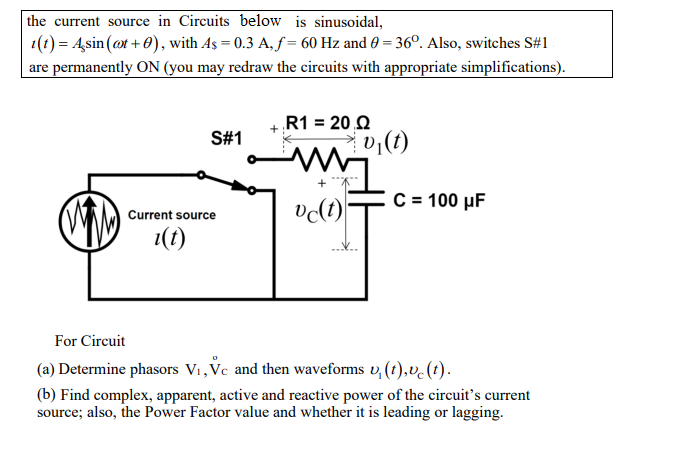 Solved the current source in Circuits below is sinusoidal, | Chegg.com
