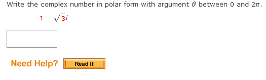 Solved Write the complex number in polar form with argument | Chegg.com