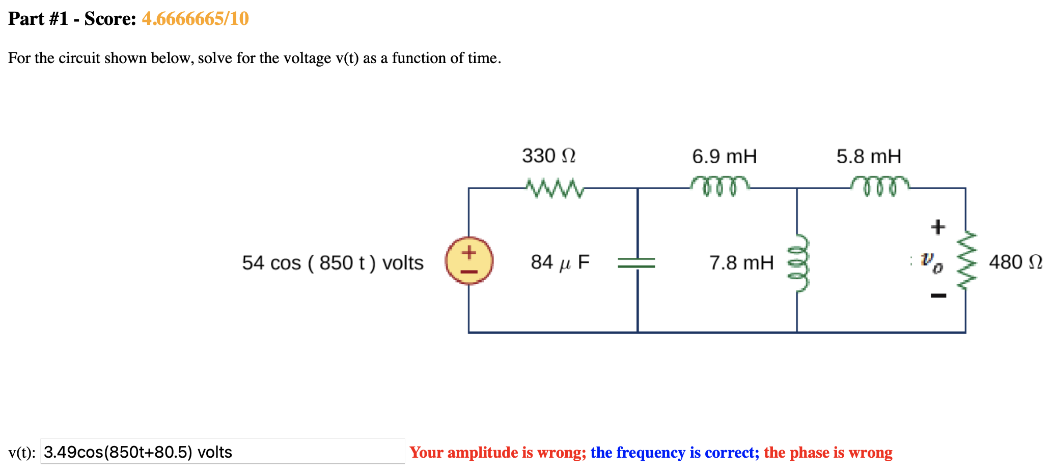 Solved For the circuit shown below, solve for the voltage | Chegg.com