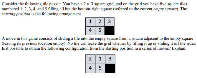 Solved Consider the following tile puzzle. You have a 2 x 3 | Chegg.com