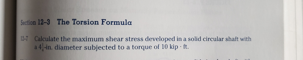 Solved Section 12-3 The Torsion Formula 12-7 Calculate the | Chegg.com