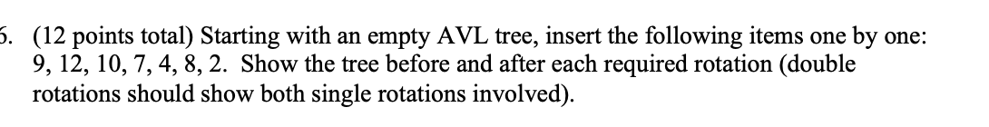 Solved (12 points total) Starting with an empty AVL tree, | Chegg.com