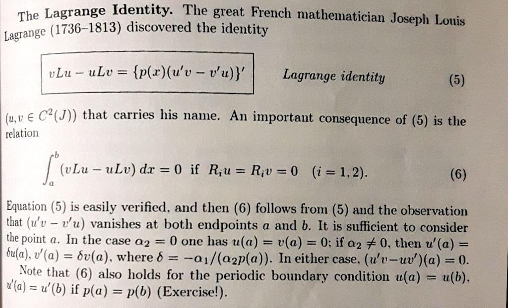 Solved The Lagrange Identity. The great French mathematician | Chegg.com