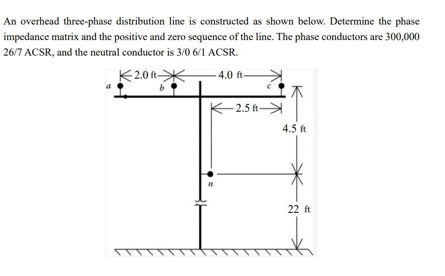 An overhead three-phase distribution line is | Chegg.com
