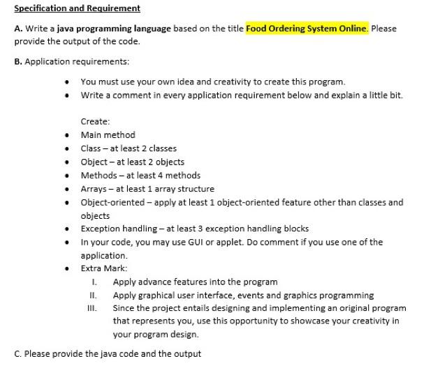 Solved A. Write a java programming language based on the | Chegg.com