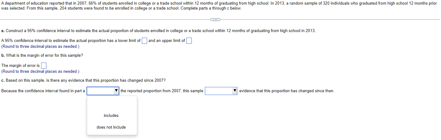 Solved was selected. From this sample, 204 students were | Chegg.com