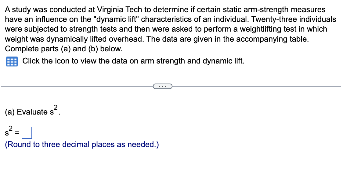 Solved A study was conducted at Virginia Tech to determine | Chegg.com