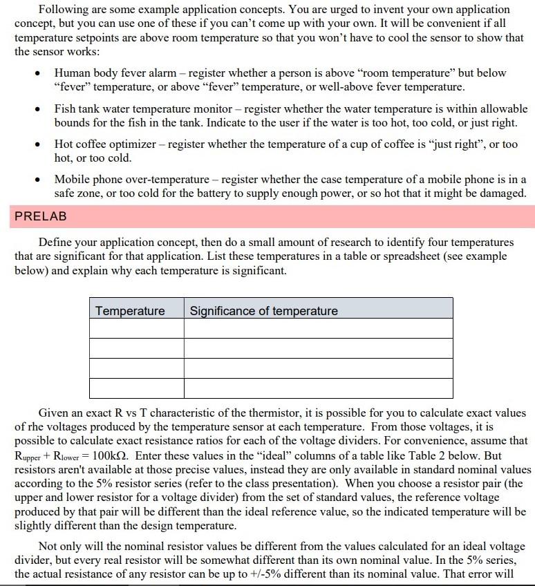 Following are some example application concepts. You | Chegg.com