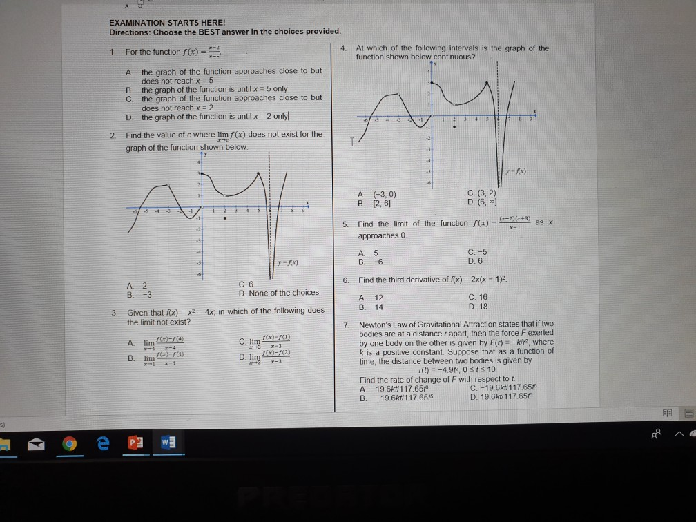 Solved EXAMINATION STARTS HERE! Directions: Choose the BEST | Chegg.com