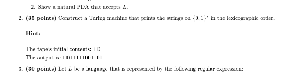 Solved Construct a Turing machine that prints the strings on | Chegg.com