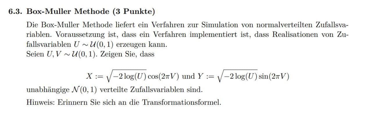Solved 6.3 Box-Muller method (3 points) The Box-Muller | Chegg.com