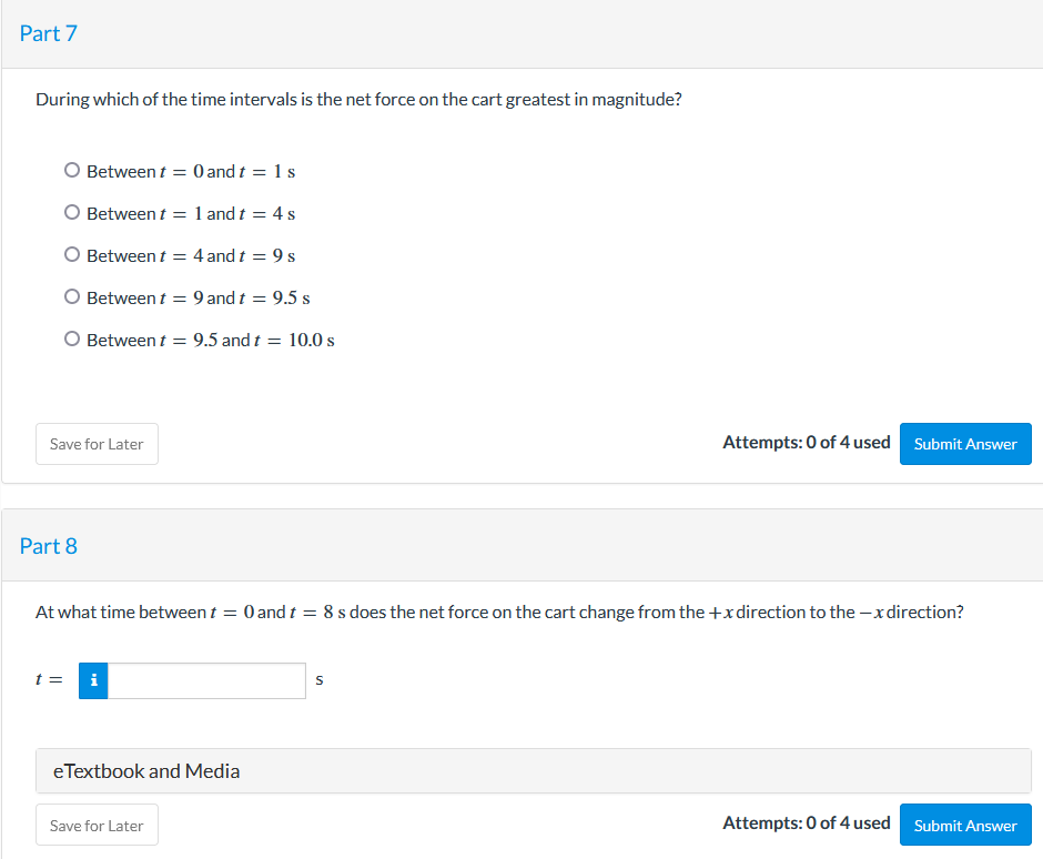 Solved An idealized px(t) graph for a programmable fan cart | Chegg.com