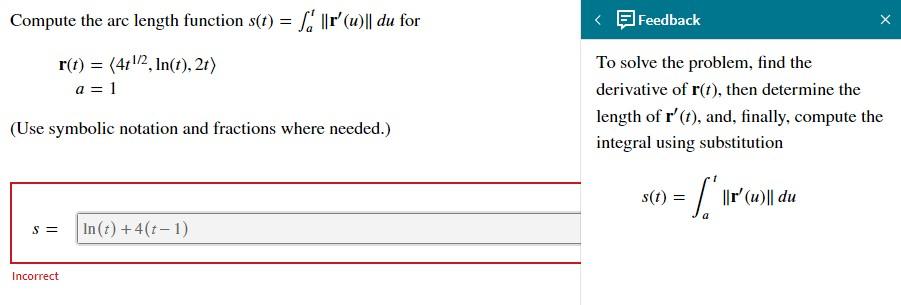 Solved Compute the arc length function s(t) = f ||r' (u)|| | Chegg.com