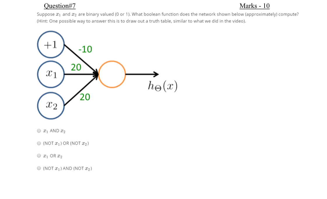Solved Question#7 Marks - 10 Suppose X1 and 22 are binary | Chegg.com