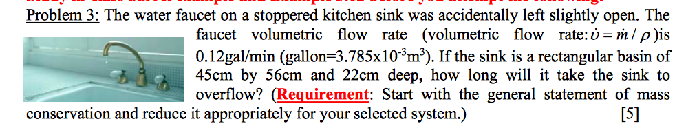 Solved Problem 3: The water faucet on a stoppered kitchen | Chegg.com