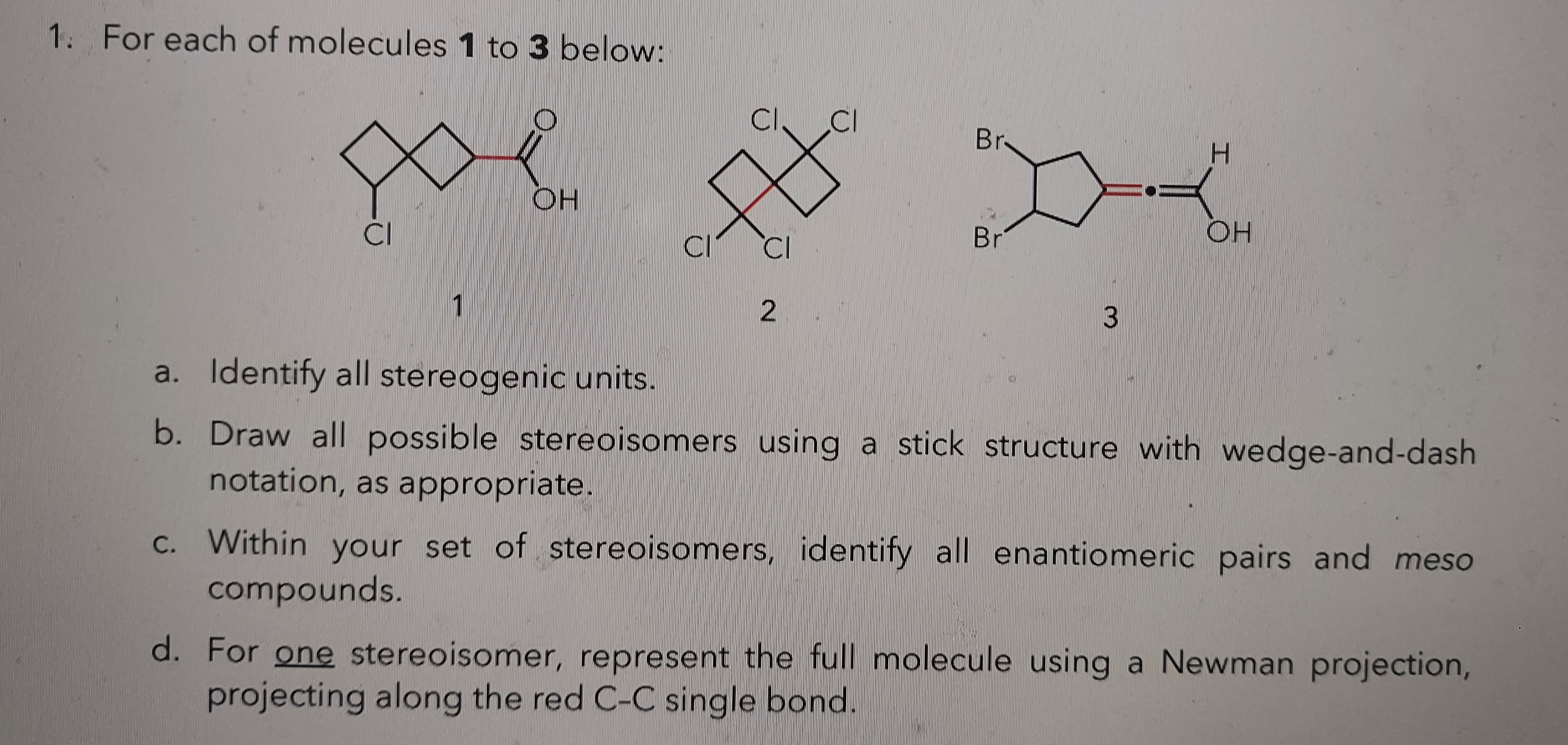 For each of molecules 1 to 3 below: a. Identify all | Chegg.com