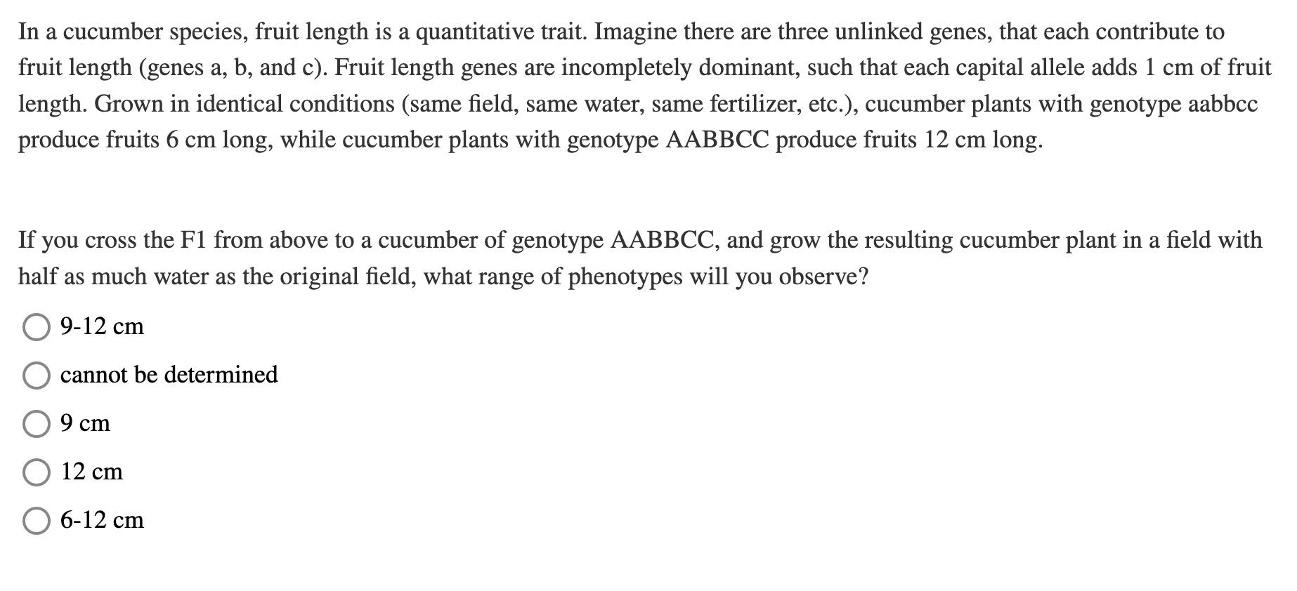 Solved In A Cucumber Species Fruit Length Is A Quantitative