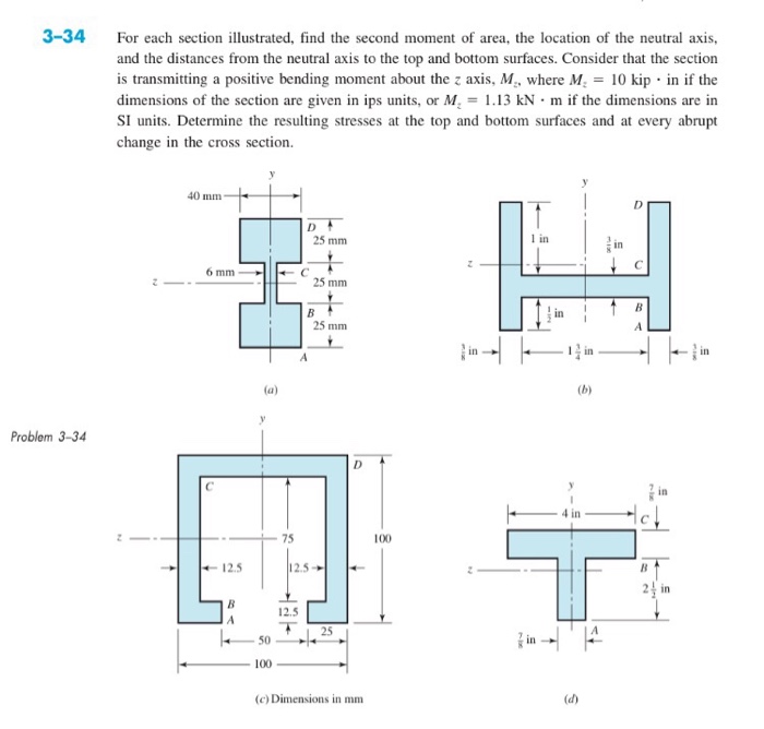 Solved For each section illustrated, find the second moment | Chegg.com