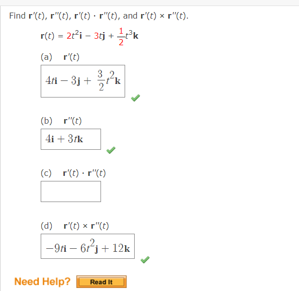 Solved Find r′(t),r′′(t),r′(t)⋅r′′(t), and r′(t)×r′′(t) | Chegg.com