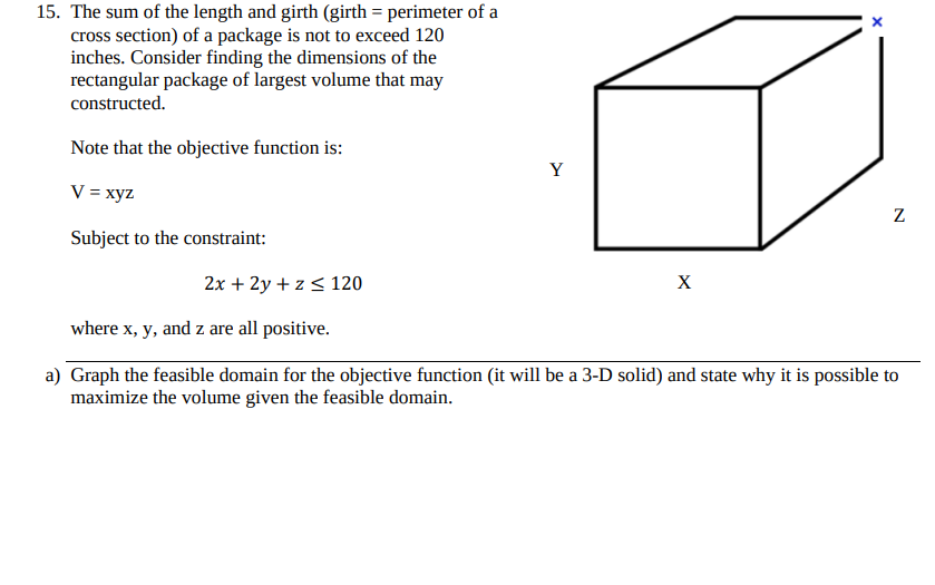 15. The sum of the length and girth (girth = | Chegg.com