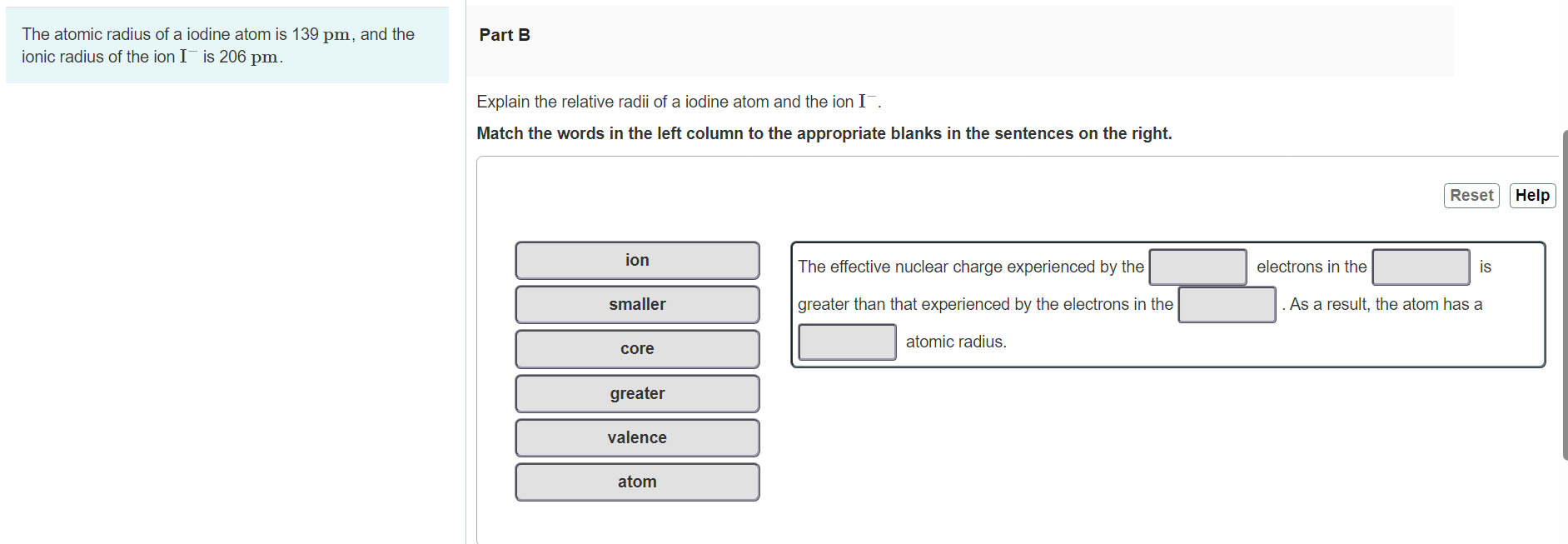 Solved Explain the relative radii of a iodine atom and the | Chegg.com