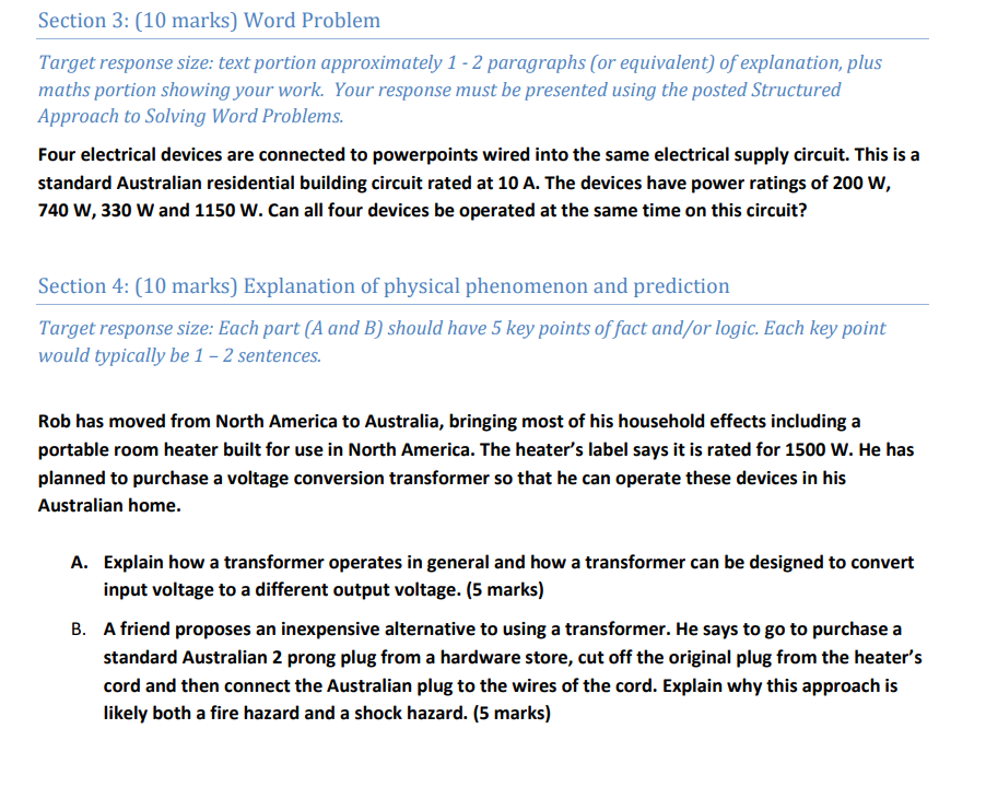 Solved Section 3: (10 marks) Word Problem Target response | Chegg.com