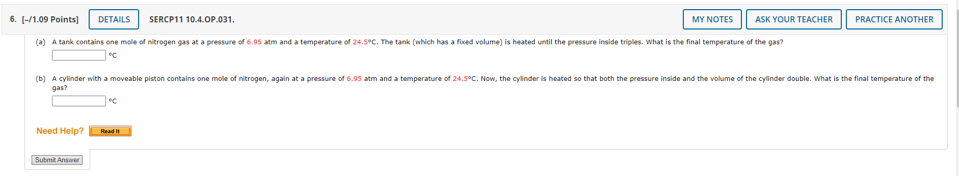 Solved [-/1.09 Points] SERCP11 10.4.OP.031. (a) A tank | Chegg.com