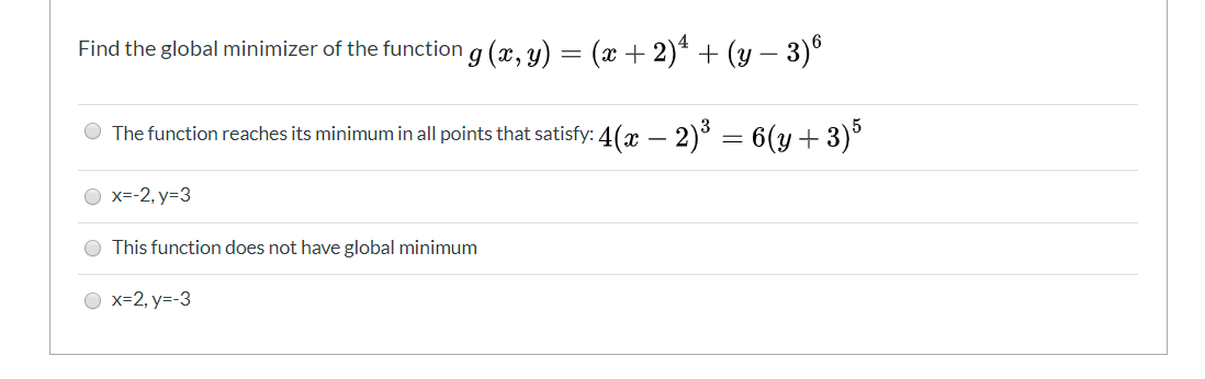 Solved Find the global minimizer of the function a The | Chegg.com