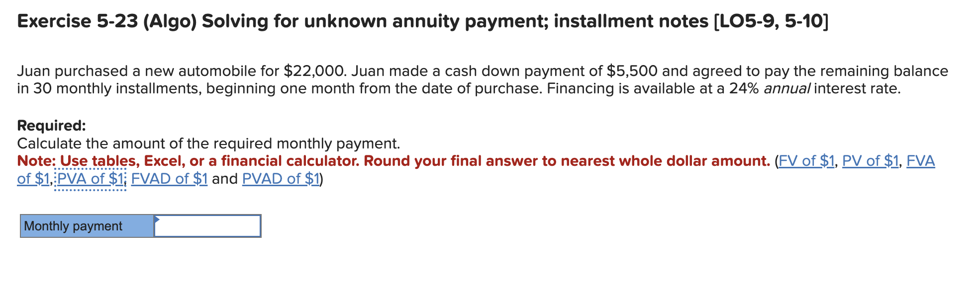 Solved Exercise 5-23 (Algo) Solving for unknown annuity | Chegg.com