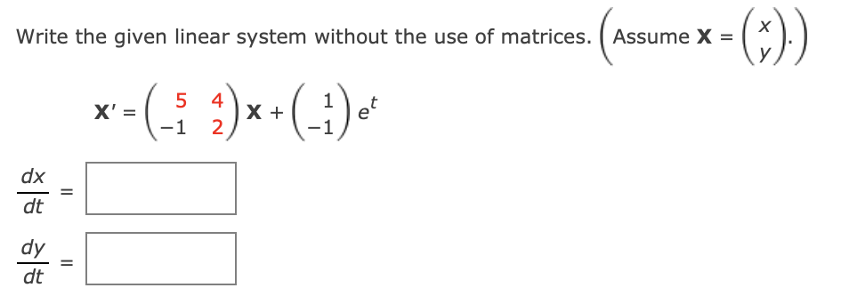Solved Write the given linear system without the use of | Chegg.com