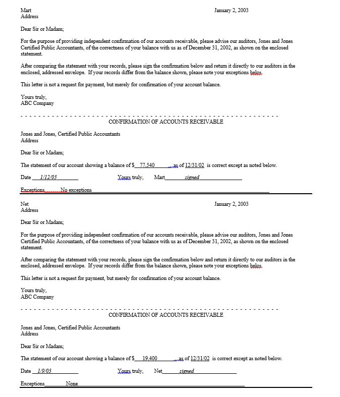 Solved Receivables Confirmation Exercise (10 points) You | Chegg.com