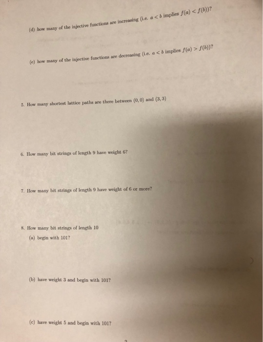 Solved (d) bow many of the injective functions are | Chegg.com