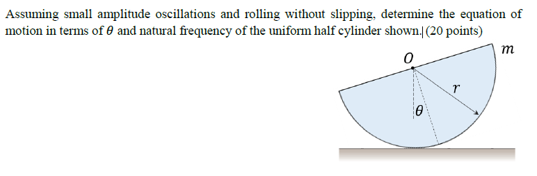 Solved Assuming small amplitude oscillations and rolling | Chegg.com
