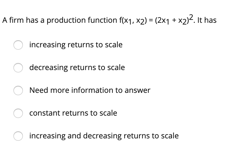 Solved A firm has a production function f(x1, x2) = (2x1 + | Chegg.com