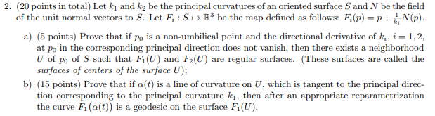 Solved DIFFERENTIAL GEOMETRY. Let k1 and k2 be the principal | Chegg.com