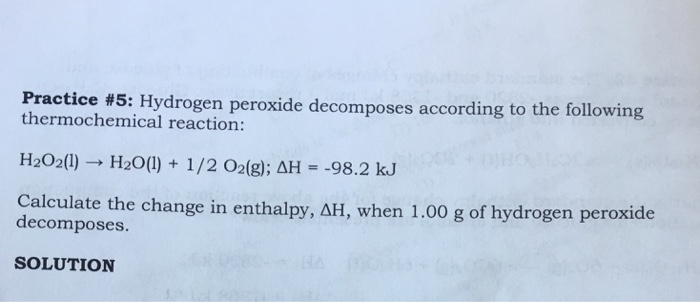 Solved Hydrogen peroxide decomposes according to the | Chegg.com