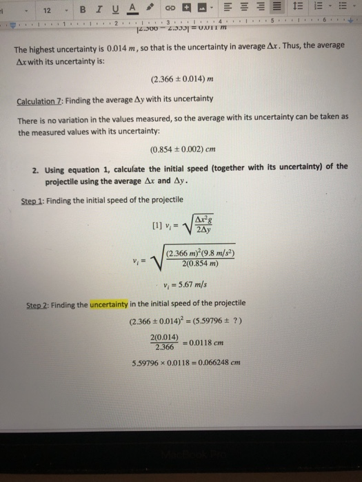 Solved How do we calculate the uncertainty for the initial | Chegg.com