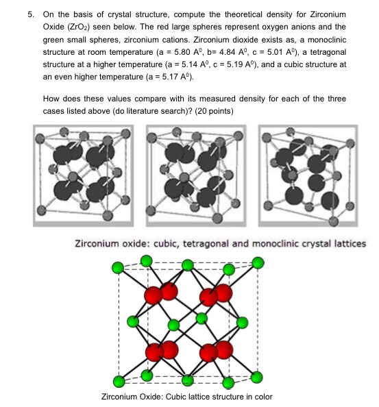 Solved 5. On the basis of crystal structure, compute the | Chegg.com