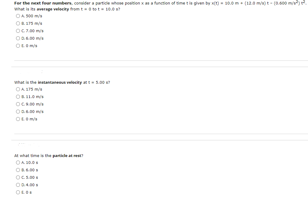 Solved For the next four numbers, consider a particle whose | Chegg.com