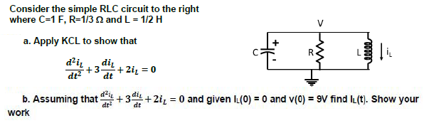 Solved Consider the simple RLC circuit to the right where | Chegg.com