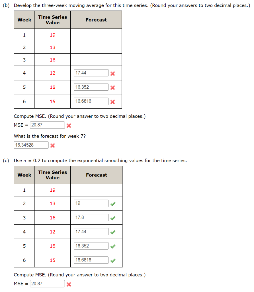 Solved Compute Mse Round Your Answer To Two Decimal