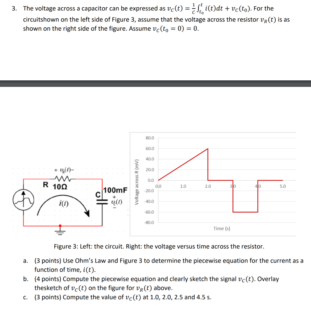 Solved = 3. The voltage across a capacitor can be expressed | Chegg.com