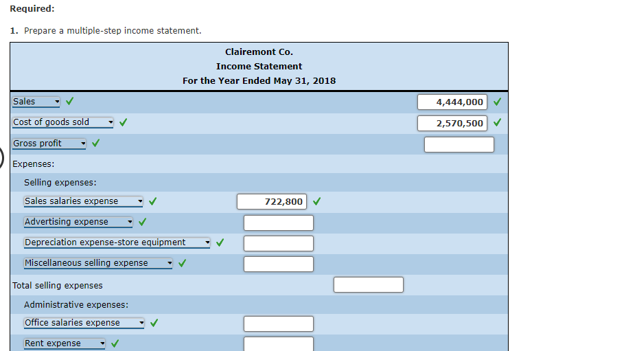 Solved 1. Prepare a multiple-step income statement.Total | Chegg.com