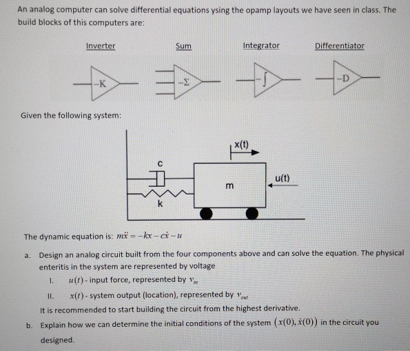Solved An analog computer can solve differential equations | Chegg.com