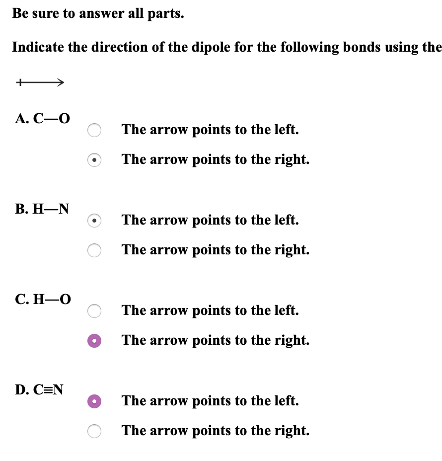 Solved Be sure to answer all parts. Indicate the direction | Chegg.com