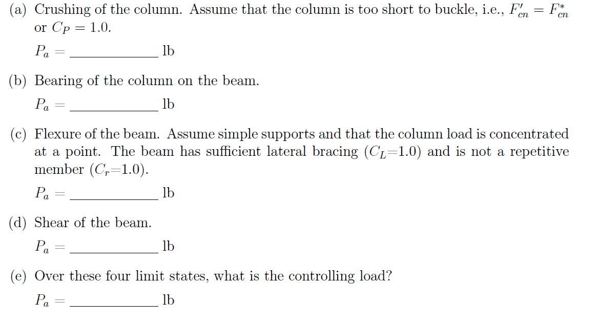 Problem 3 A 4x8 beam supports a short 4x4 column | Chegg.com