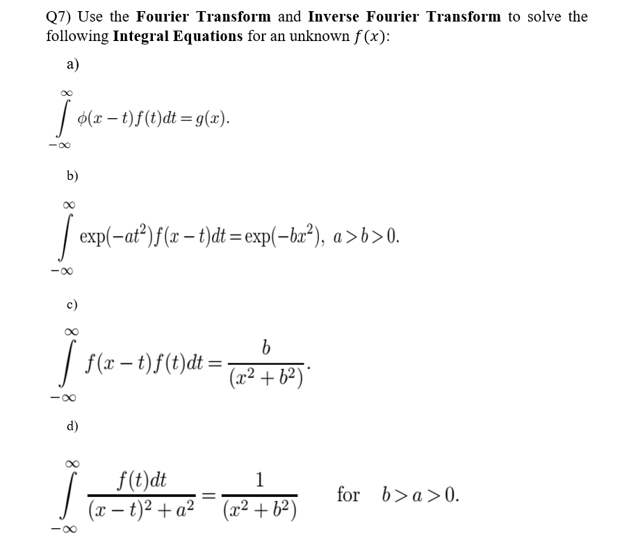 Solved Question on Fourier Transform. Solve Q7 (a, b, c, d) | Chegg.com