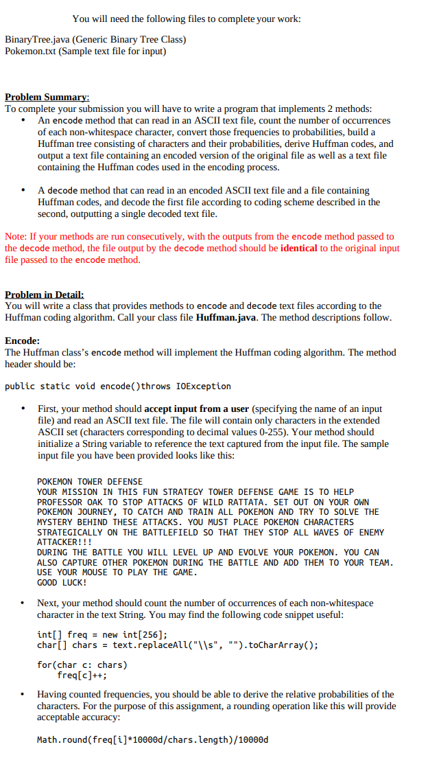 Finish the following Java Exercise, the required | Chegg.com
