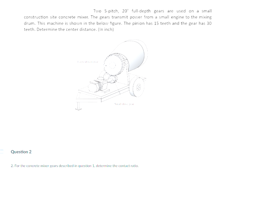 Solved Two 5-pitch, 20° full-depth gears are used on a small | Chegg.com
