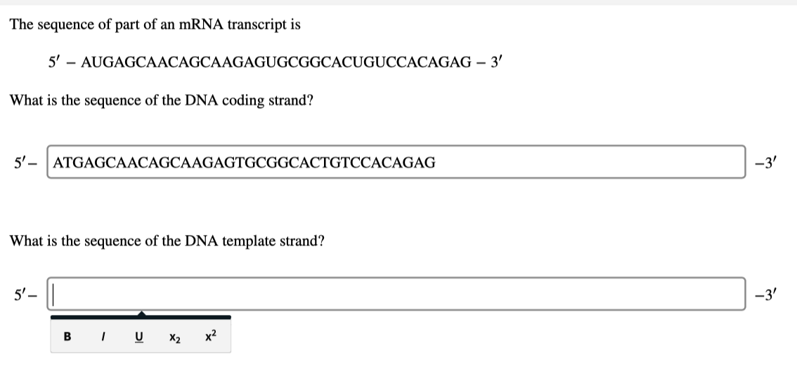 Solved The sequence of part of an mRNA transcript is 5' – | Chegg.com